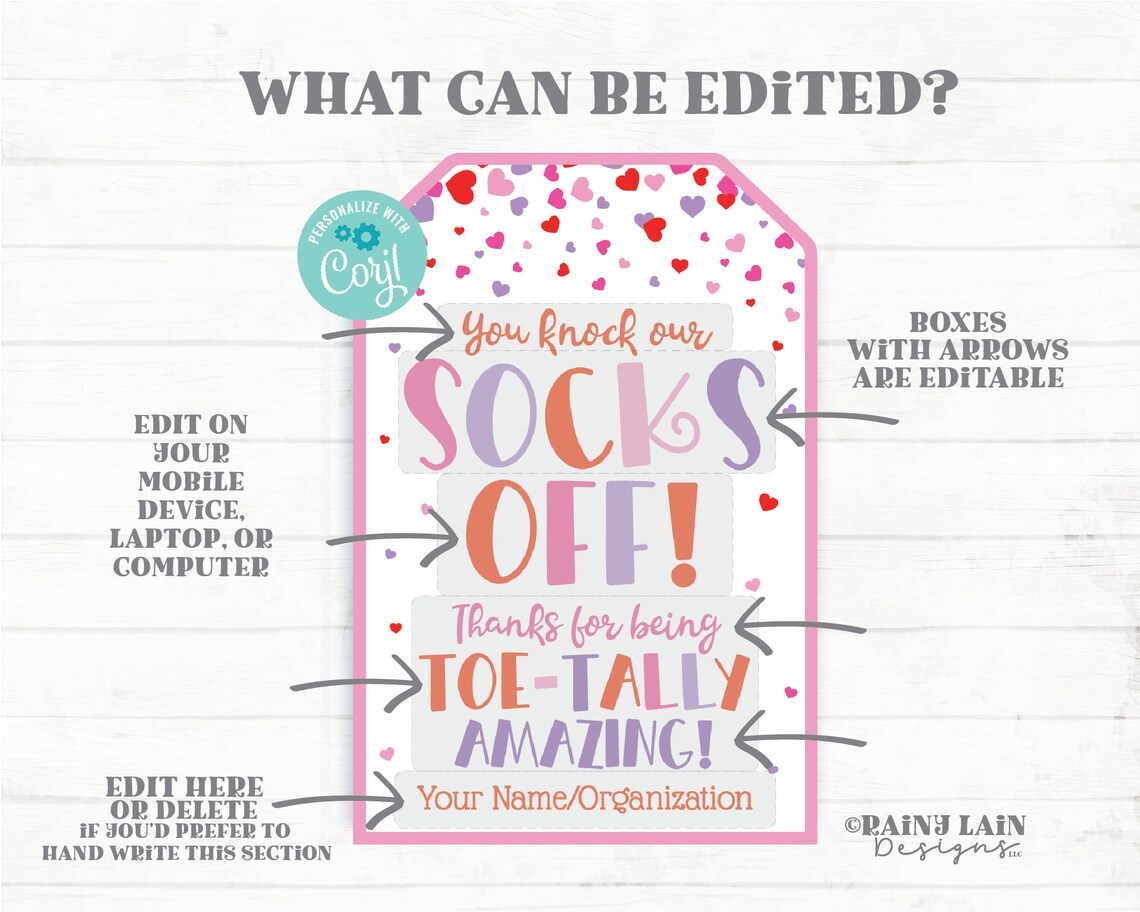 You Knock Our Socks off Valentine's Day Gift Tag, Toe-tally Amazing ...