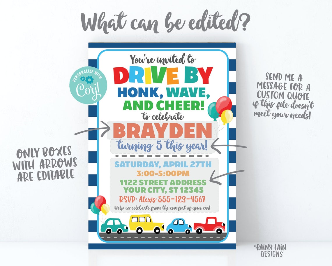 Drive by Party Invitation Social Distancing Party Drive by | Etsy