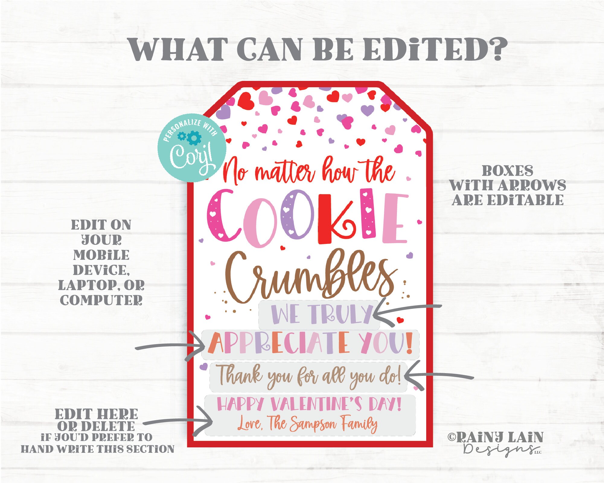 Valentines Day Cookie Gift Tag No Matter How the Cookie - Etsy