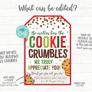No Matter How the Cookie Crumbles Tag Christmas Cookie Gift Tag ...
