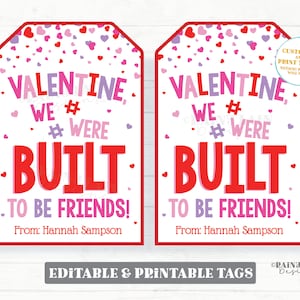 Valentine We Were Built to Be Friend Tag, Building Blocks, Puzzle Piece ...