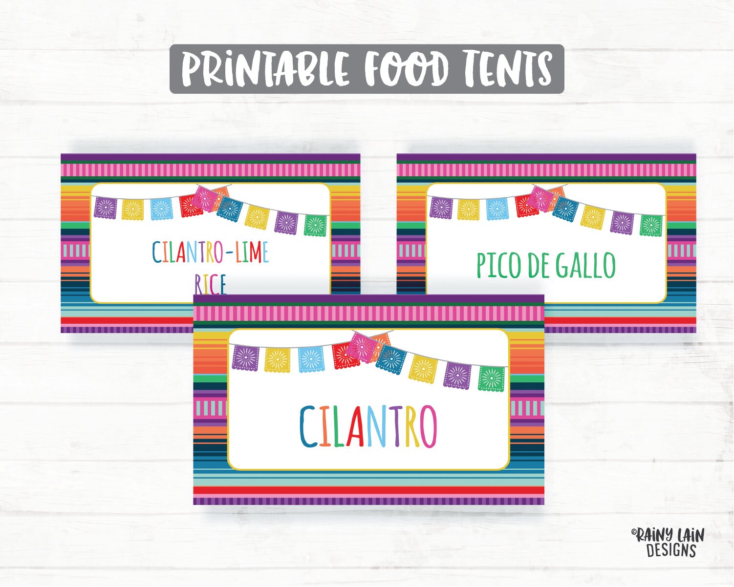 Fiesta Food Tents Editable Food Cards Food Signs Fiesta Food | Etsy
