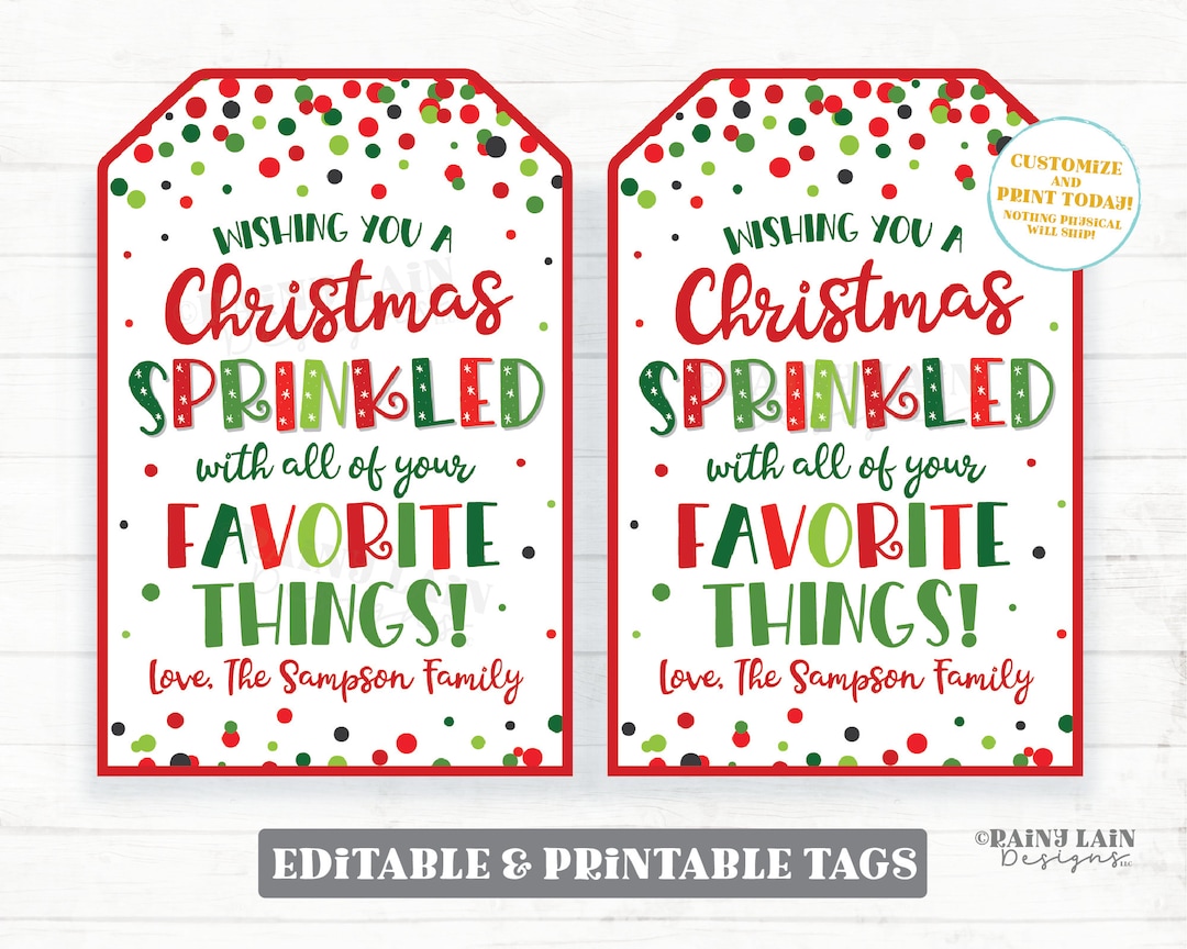 Christmas Sprinkled With Favorite Things Tag Treats Sweets Cookies Gift ...