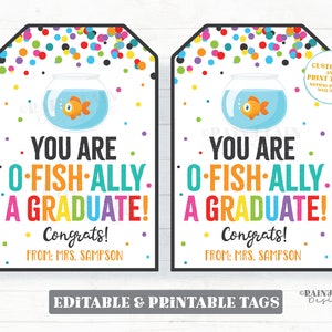 You Are O-fish-ally a Graduate Tag O Fish Ally 1st Grader 2nd 3rd 4th ...