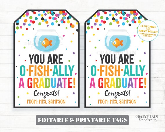 You Are O-fish-ally a Graduate Tag O Fish Ally 1st Grader 2nd | Etsy