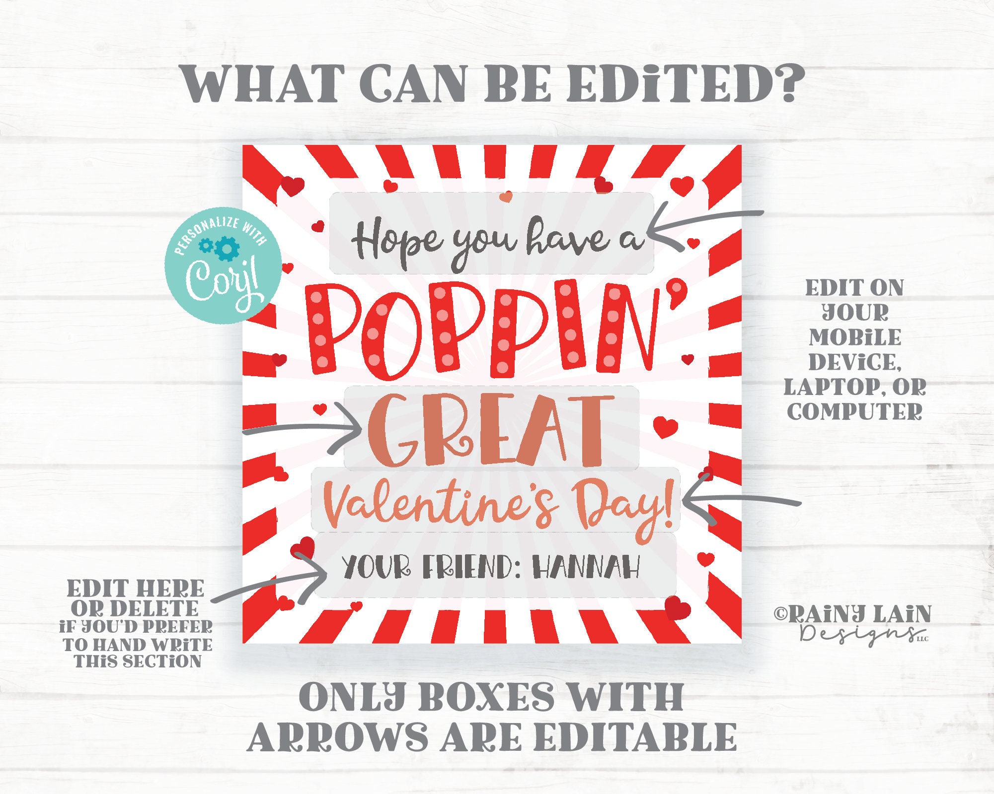 Poppin Great Valentines Day, Pop Bracelet Gift Tag, Fidget Toy ...