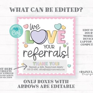 We Love Your Referrals Tag, Valentines Marketing Gift Tag, Customer ...