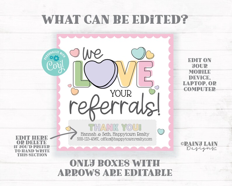 We Love Your Referrals Tag, Valentines Marketing Gift Tag, Customer ...
