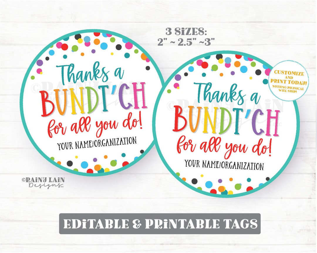 Thanks a Bundt-ch for All You Do Tag Bundt Cake Gift Bundt'ch ...