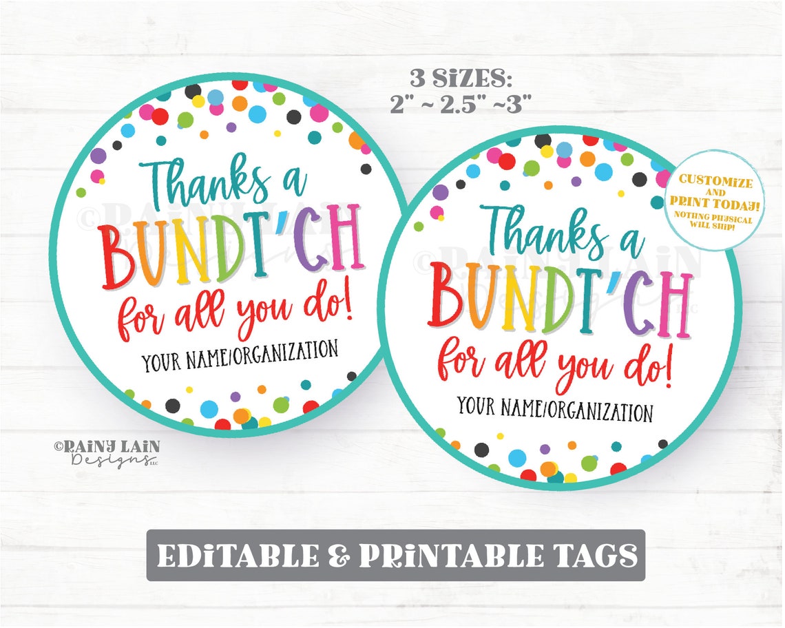 Thanks a Bundt-ch for All You Do Tag Bundt Cake Gift - Etsy
