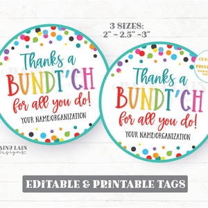 Thanks a Bundt-ch for All You Do Tag Bundt Cake Gift Bundt'ch ...