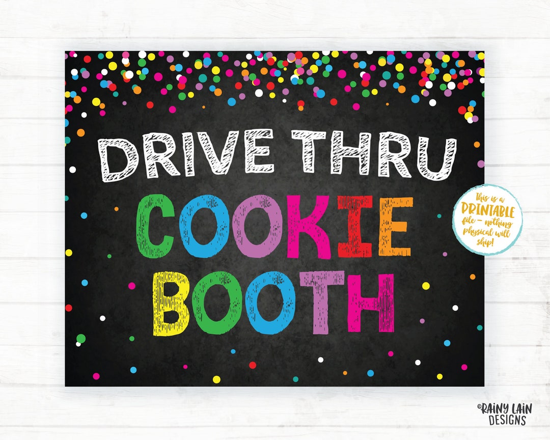 Drive Thru Cookie Booth Sign, Cookie Booth Printable Cookie Sign ...