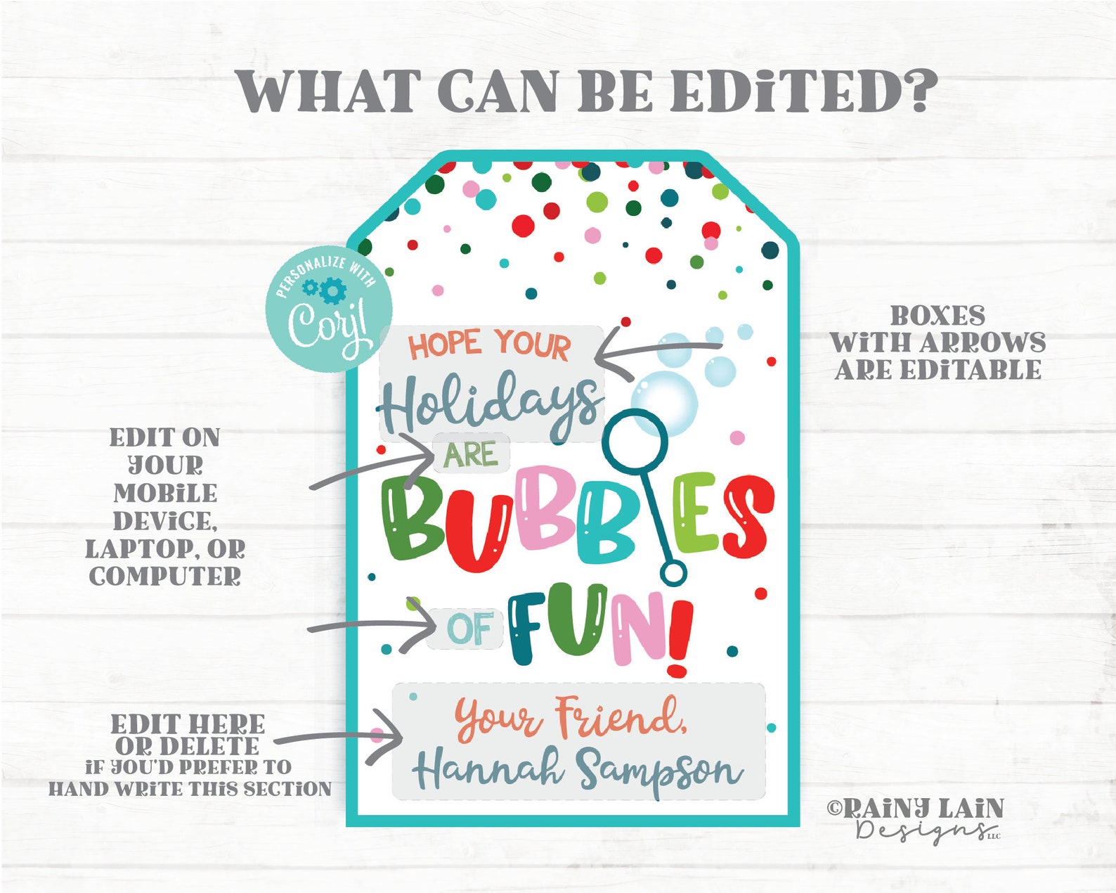 Bubbles of Fun Christmas Tag Hope Your Holidays Are Bubbles of - Etsy