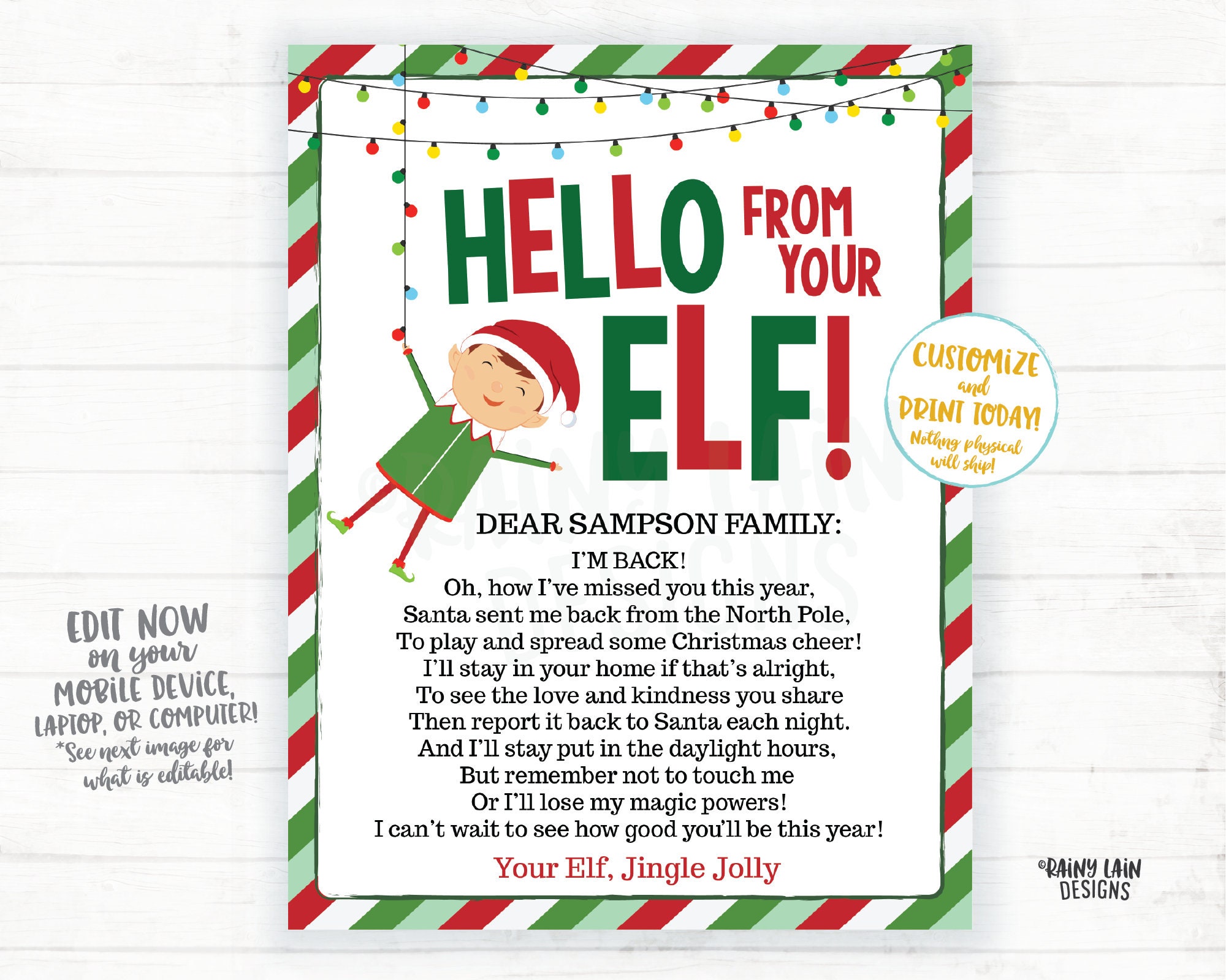 Elf Hello Letter Elf Goodbye Letter Elf Return Letter | Etsy Canada