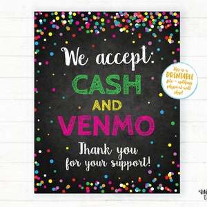 We Accept Cash and Venmo Sign, Fundraiser Payment Sign, Cookie Booth ...