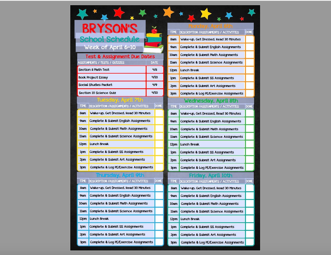 Daily School Schedule Template Editable Home School Schedule - Etsy
