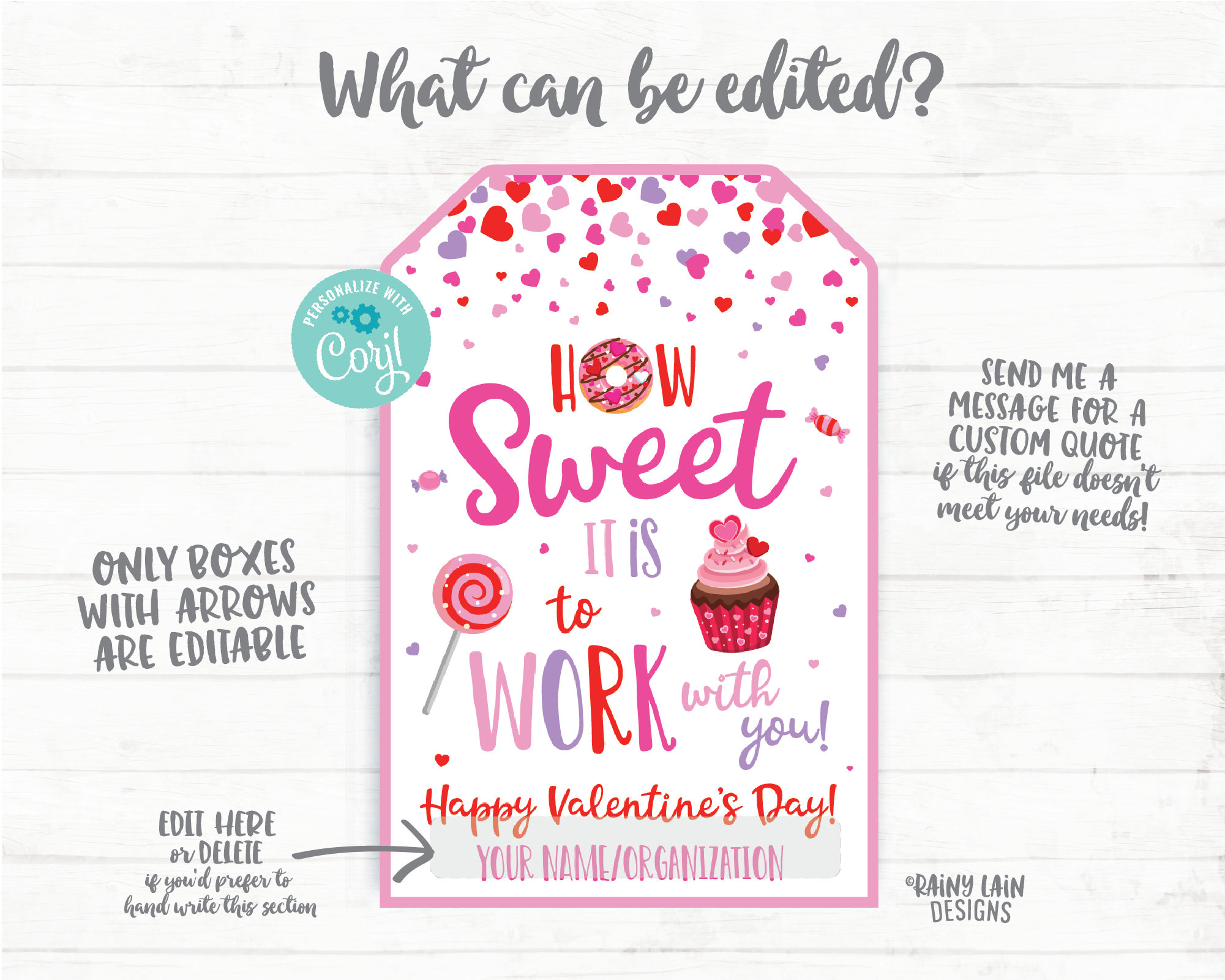 How Sweet It is to Work With You, Valentine's Day Gift Tag, Staff ...