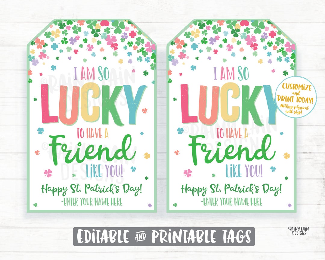 Lucky to Have a Friend Like You St Patrick's Day Gift Tag Shamrocks ...