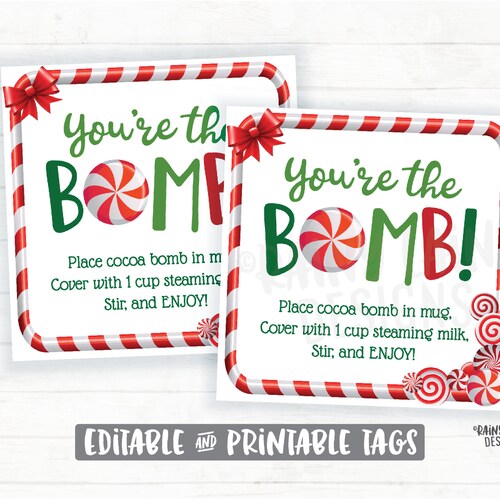 EDITABLE Hot Cocoa Bomb Tag Printable North Pole Hot - Etsy Canada
