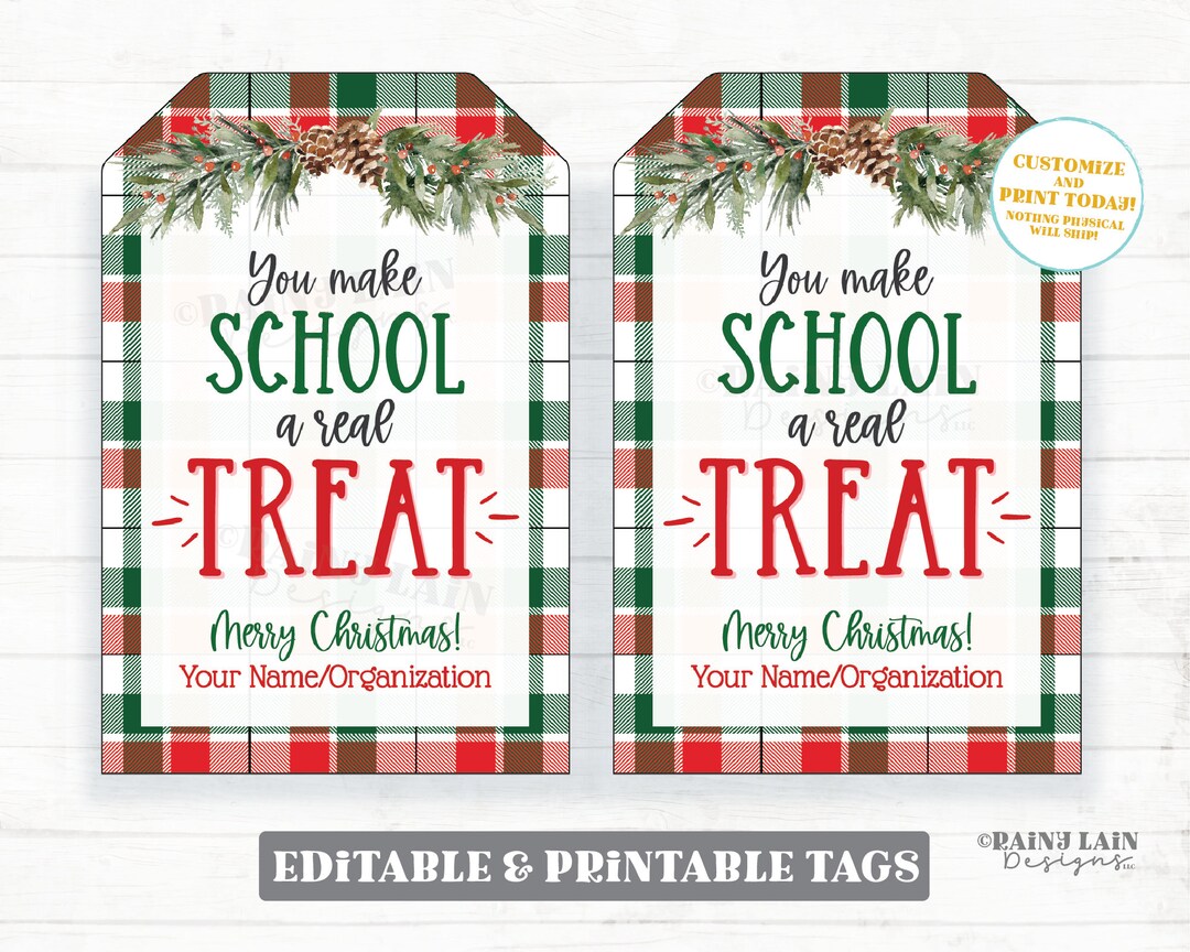 You Make School a Real Treat Tag Christmas Gift Holiday Appreciation ...