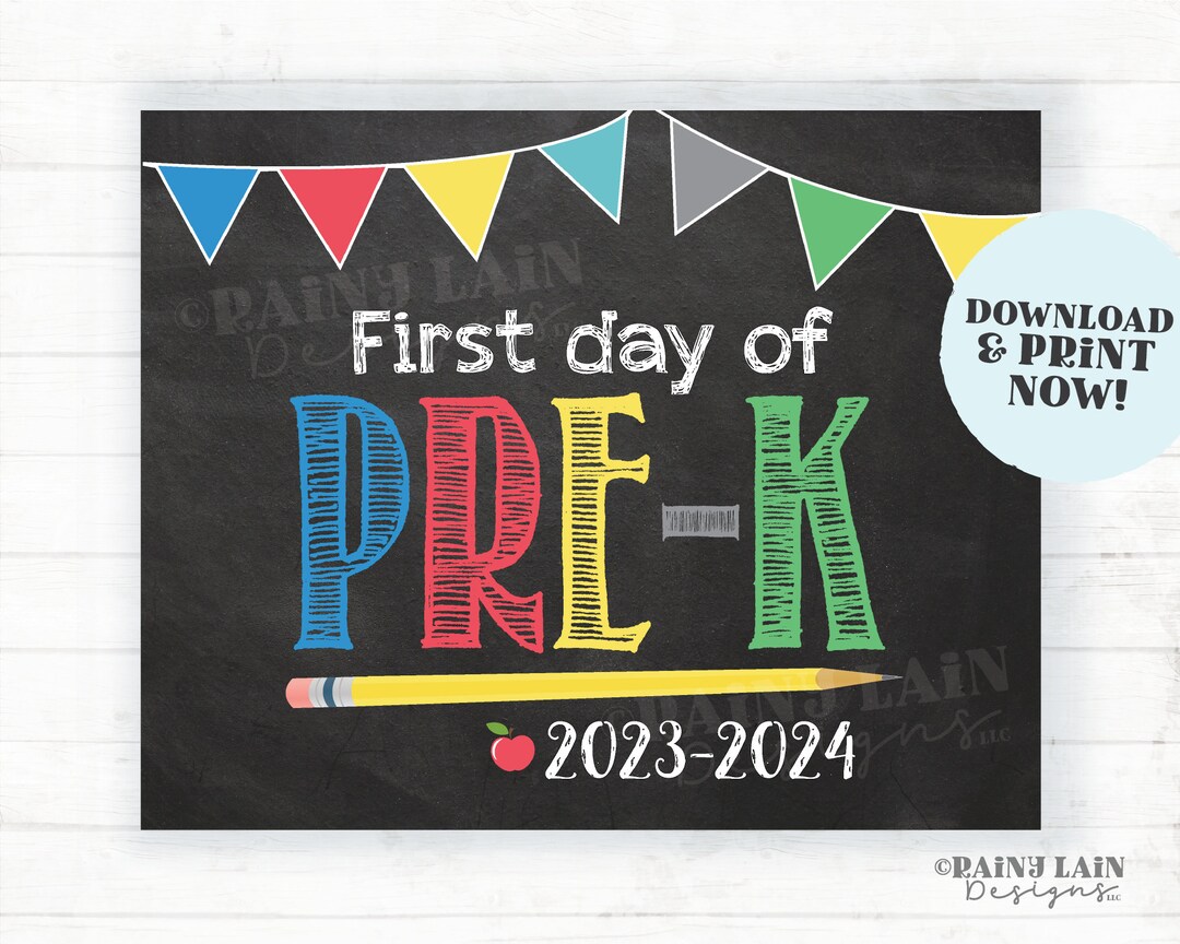First Day of Pre-k Sign Boy Printable First Day of School Sign Back to ...