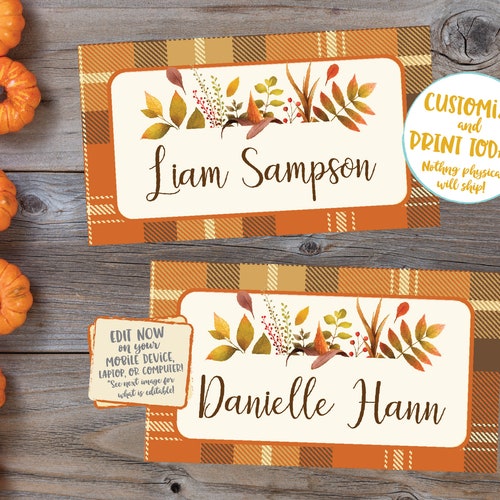 Friendsgiving Place Cards Printable Thanksgiving Place Cards - Etsy