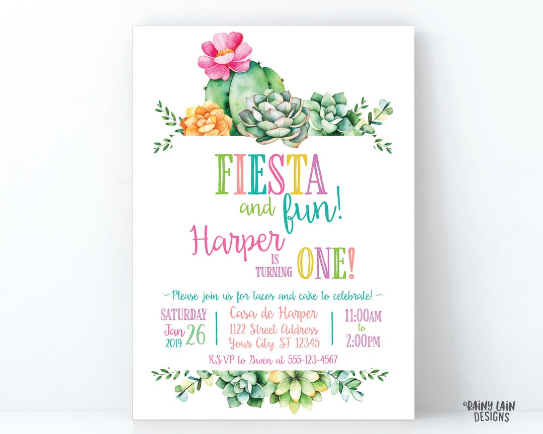 Fiesta 1st Birthday Invitations, First Birthday Fiesta Invite, Fiesta ...