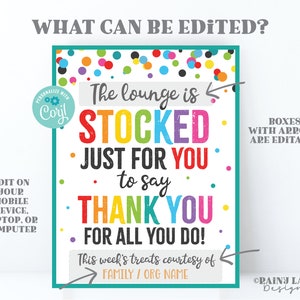 Teacher's Lounge Sign, Lounge Stocked Sign Refrigerator Stocked Sign ...