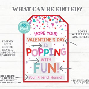 Pop Fidget Valentine, Pop Gift Tag, Popping With Fun, Pop Toy Preschool ...