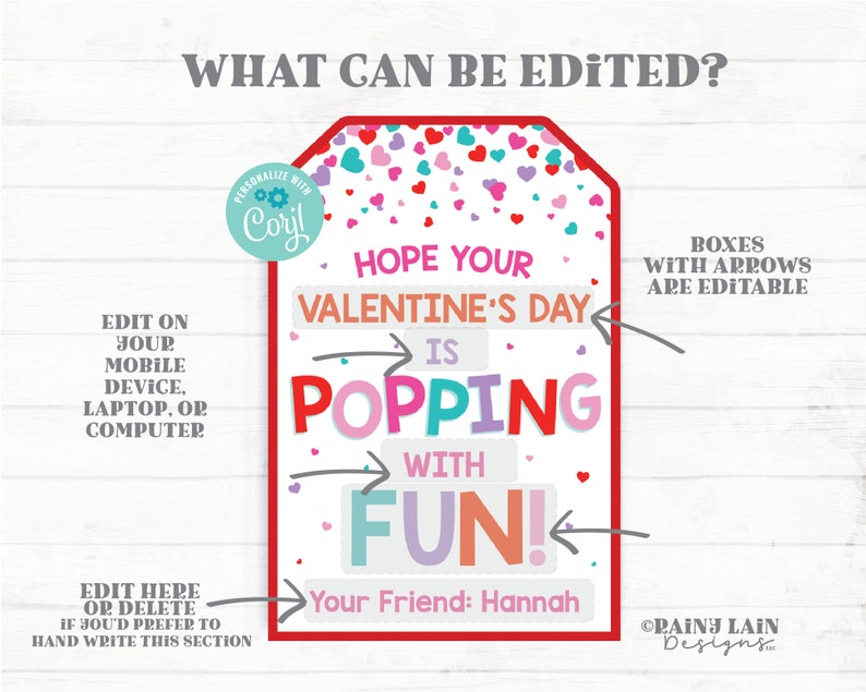 Pop Fidget Valentine, Pop Gift Tag, Popping With Fun, Pop Toy Preschool ...