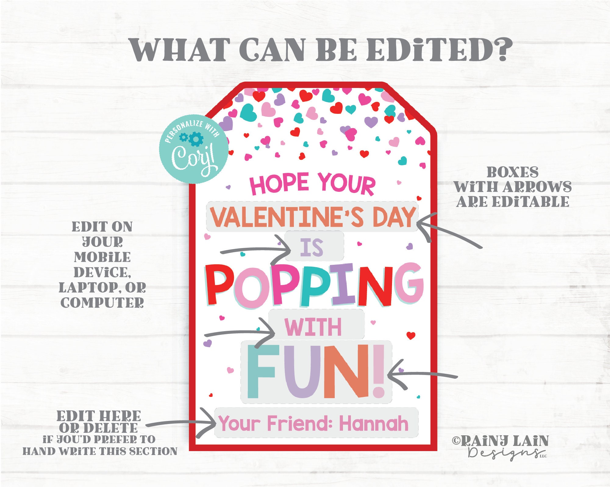 Pop Fidget Valentine, Pop Gift Tag, Popping With Fun, Pop Toy Preschool ...