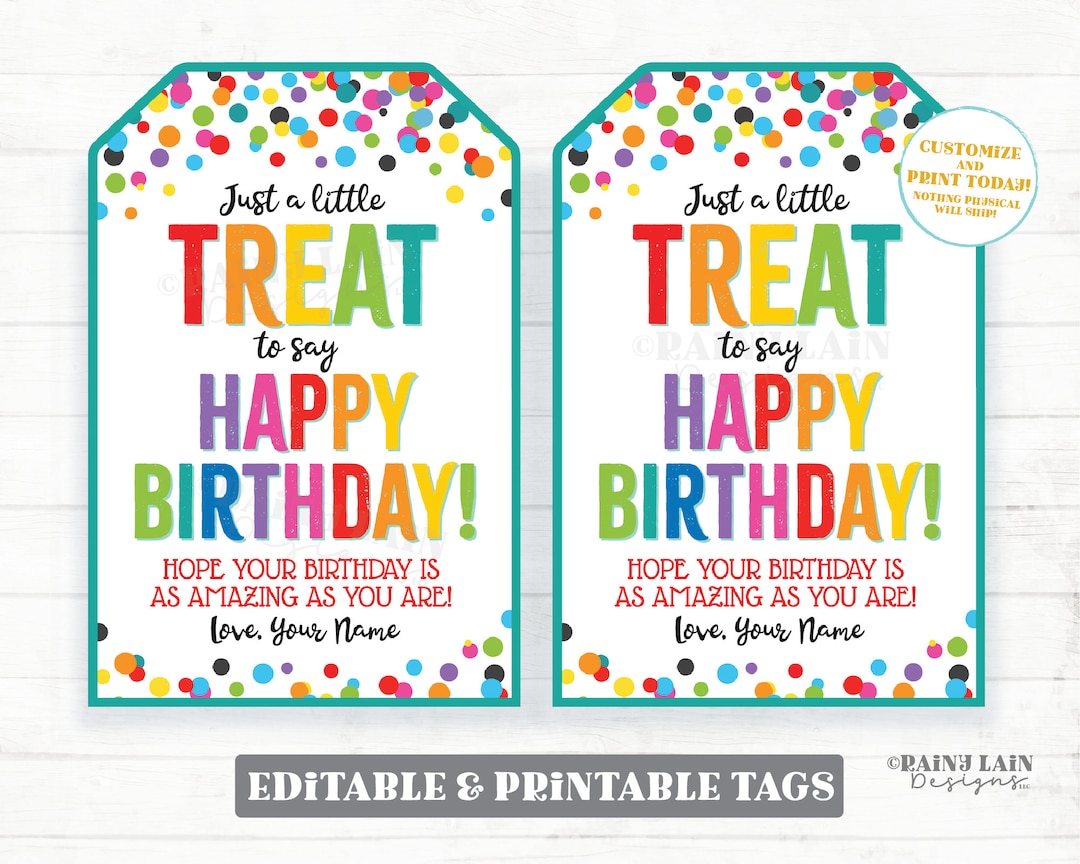 Treat for You to Say Happy Birthday Tag Gift Employee Appreciation ...