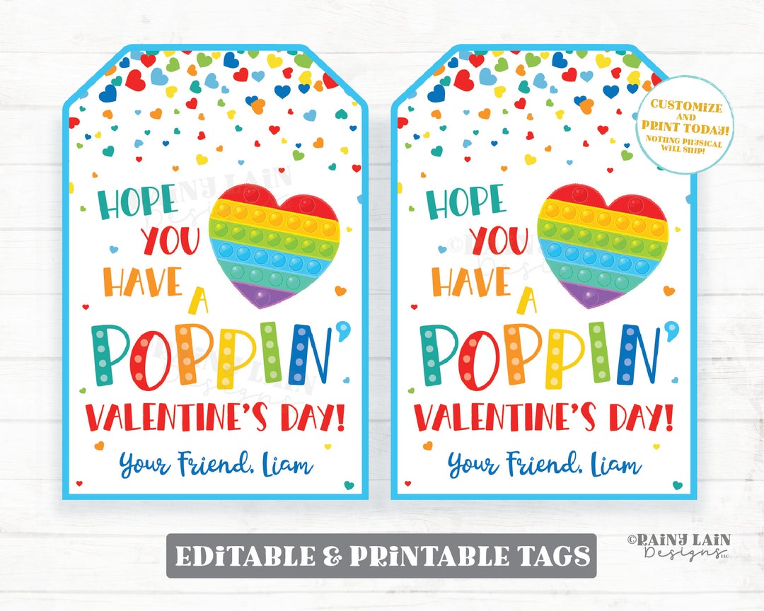 Have a Poppin' Valentine's Day Tag, Popping Gift Tag, Pop Fidget Toy ...