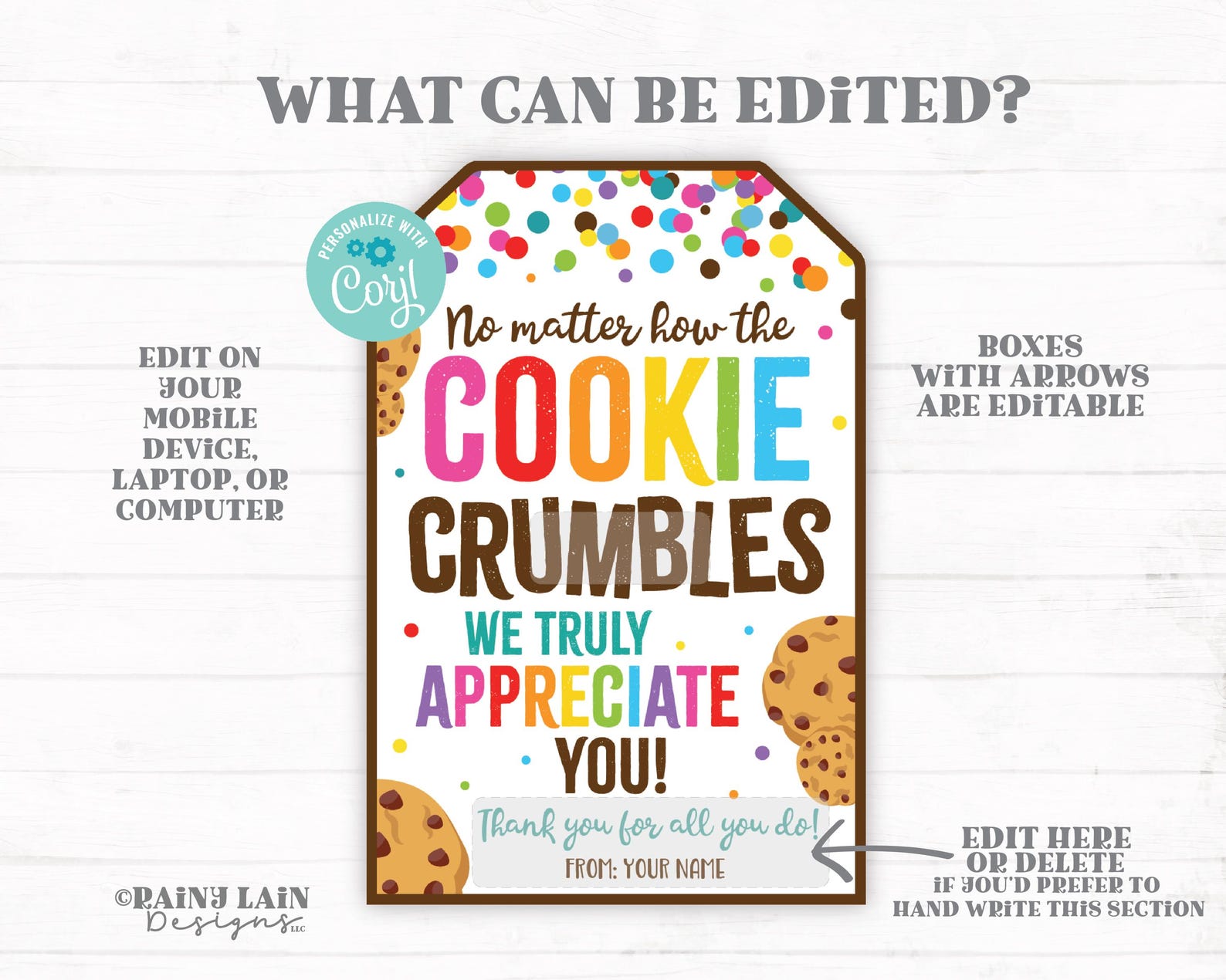 No Matter How the Cookie Crumbles Tag We Appreciate You Gift Tag ...