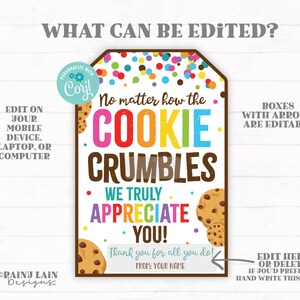 No Matter How the Cookie Crumbles Tag We Appreciate You Gift Tag ...
