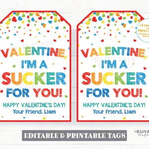 Valentine I'm a Sucker for You, Sucker Valentine, Lollipop Valentine ...