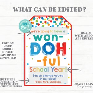 Wondohful School Year Tag Play Dough Playdough Editable First Day of ...