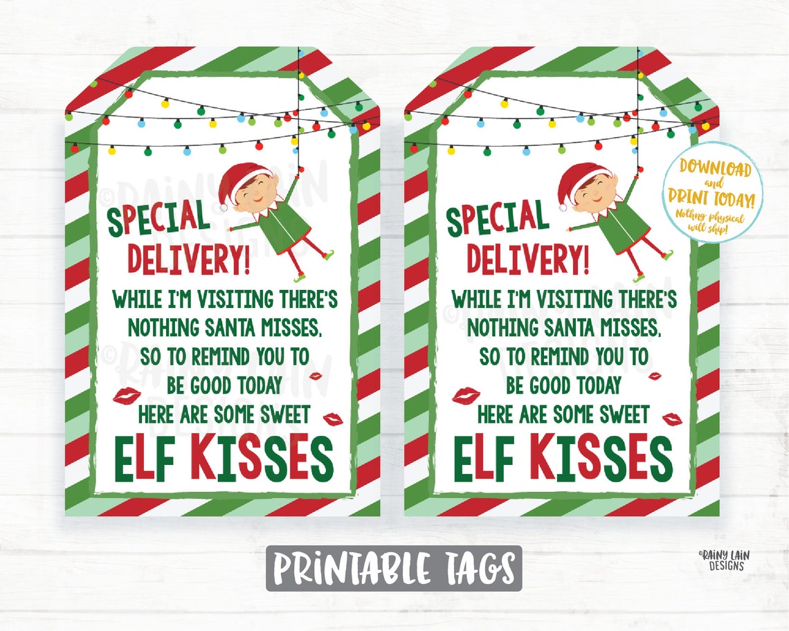 Elf Kisses Tags Elf Treat Tags Elf Ideas Elf Greetings Elf - Etsy