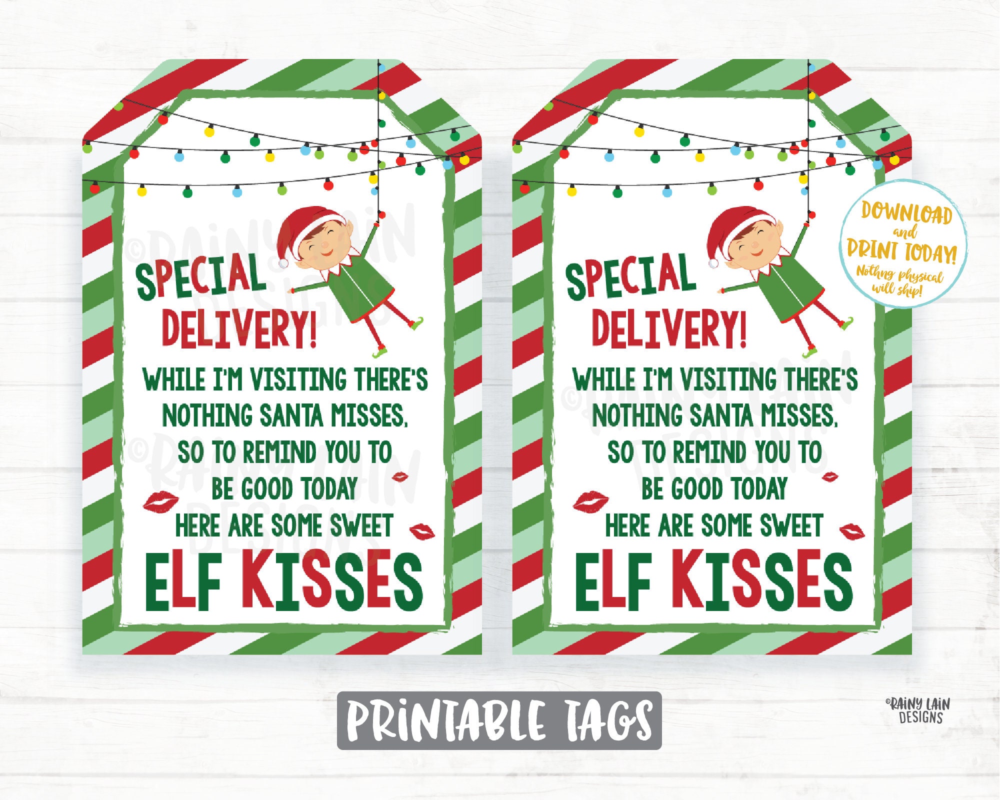 Elf Kisses Tags Elf Treat Tags Elf Ideas Elf Greetings Elf - Etsy UK