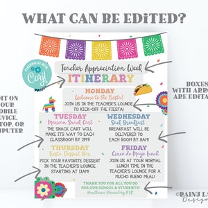Teacher Appreciation Schedule Teacher Appreciation Week Itinerary Flyer ...