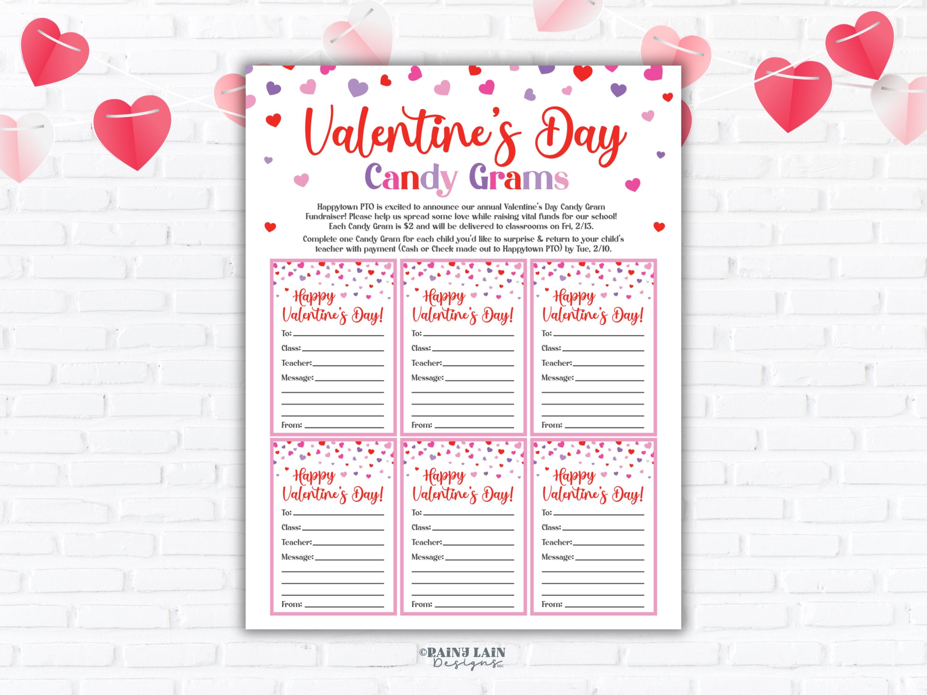 Editable Valentine's Day Candy Gram Fundraiser Flyer Template, Class ...