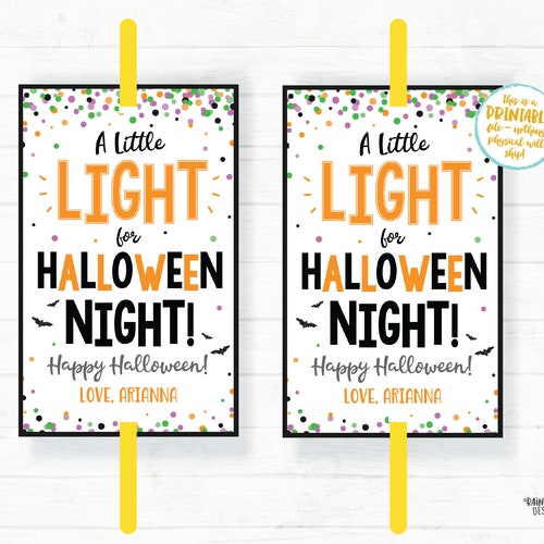 A Little Light for Halloween Night Glow Stick Tag Glow Stick | Etsy