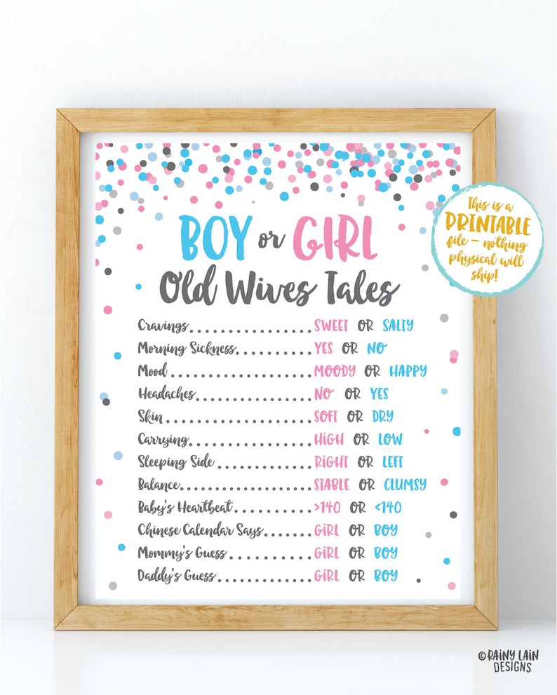 Old Wives Tales Sign Gender Reveal Poster Gender Reveal Old | Etsy