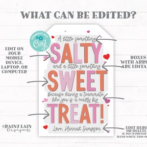 Sweet and Salty Appreciation Tag, Valentine's Day Team Appreciate, Co ...