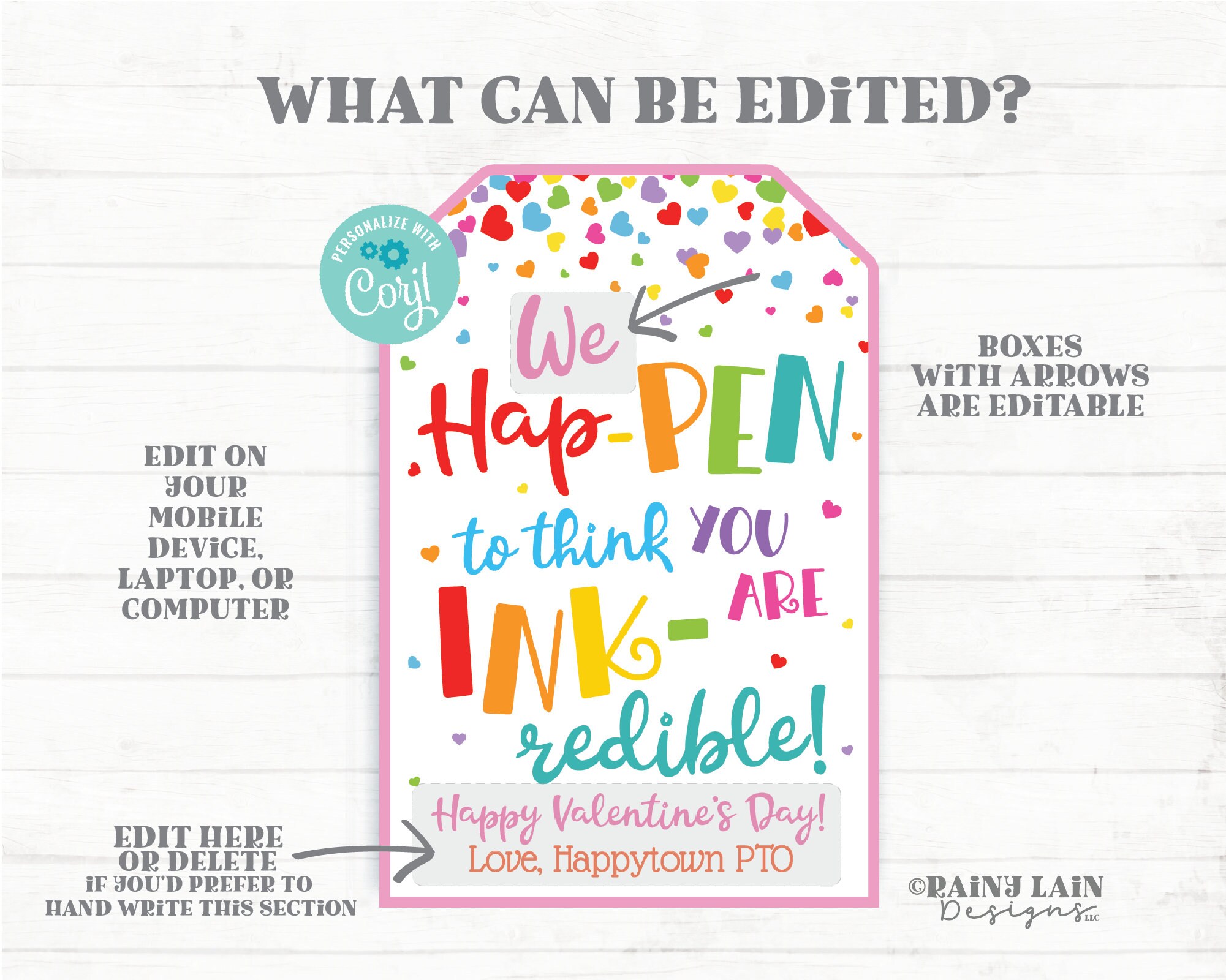 Hap-pen Inkredible Valentine, Ink Pen Gift Tag, Printable Valentine's ...