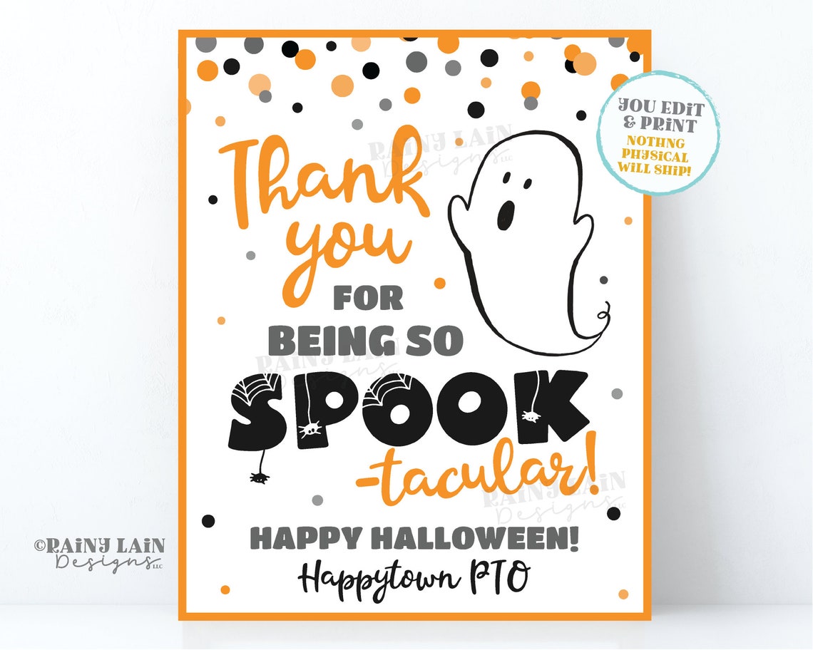 Thanks for Being Spook-tacular Sign Halloween Thank You Lounge Favor ...