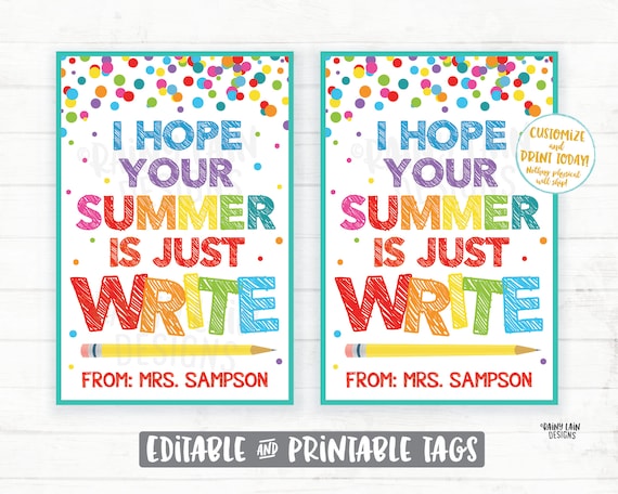 I Hope Your Summer is Just Write Tags Pencil End of School - Etsy