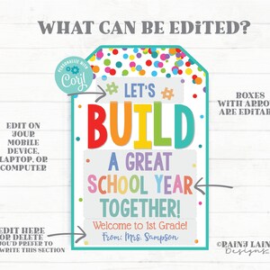 Let's Build A Great School Year Together Tag Editable Building Blocks ...