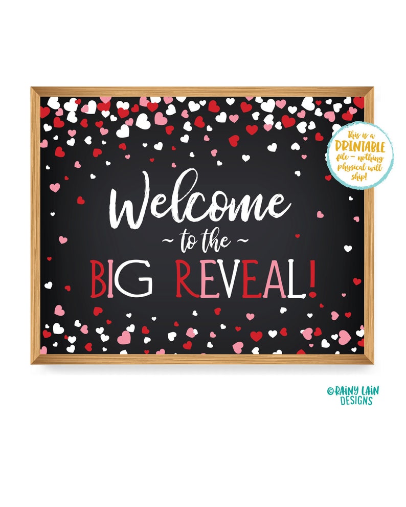 Welcome to the Big Reveal Sign Valentine's Day Gender - Etsy