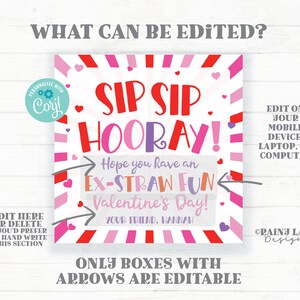 Straw Valentine, Sip Sip Hooray Ex-straw Fun Valentine's Day Tag, Crazy ...